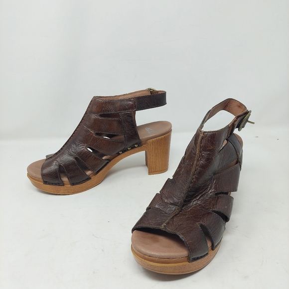 Dansko | Shoes | Dansko Demetra Brown Leather Block Heel Strappy Open ...